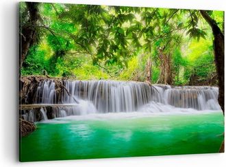 Arttor Bilder auf Leinwand 100x70cm Leinwandbild Wasser Park Natur Landschaft Groß Wanddeko Bild Schlafzimmer Küche Deko Wandbilder Dekoration Wohnzimmer Wal