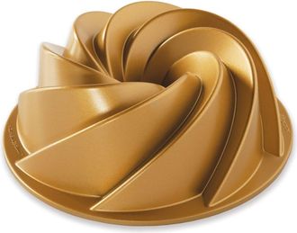 Nordic Ware 90077 Gugelhupf mit filigranen Einkerbungen, Aluminium, Gold, 21,6 x 21,6 x 10,2 cm