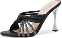 Queen Helena Sandales élégantes avec strass à talons hauts pour femme ZM9634, Noir, 38 EU