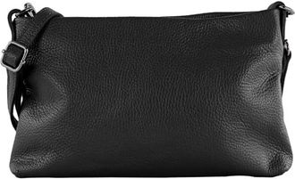 modamoda.de T258 - Sac bandoulière pour femme en cuir italien, Noir, m