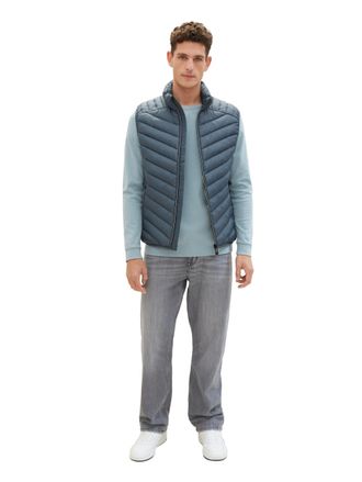 Tom Tailor Herren Lightweight Steppweste mit Stehkragen, 32506 - Dusty Dark Teal, M