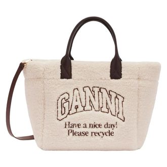 Ganni Femme, Sacs, Blanc, Taille: ONE Size Shearling Small Tote