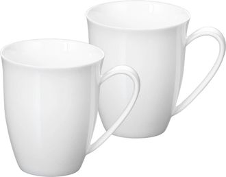 Wilmax England Wilmax - Teetassen & Kaffeetassen - 2er Set - 380ml - Kaffeebecher Porzellan - Becherset - Tasse für Tee, Kaffee, Cappuccino - Porzellantassen mit Gri