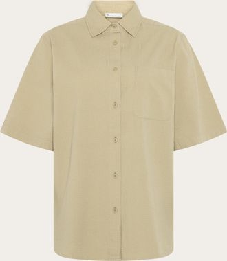 Knowledge Cotton Apparel Damen vegan Hemd Locker Seersucker Kurzarm Twill Beige