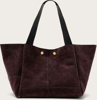 AllSaints Rosalie - Tragetasche aus Wildleder in Dunkelbraun