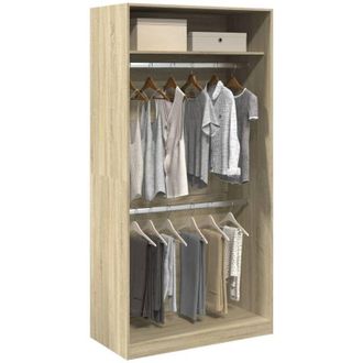 vidaXL Vidaxl - Armoire enfant ch&ecirc;ne sonoma 100x50x200 cm - Bois ding&eacute;nierie - 2 compartiments de rangement - Fixation murale incluse