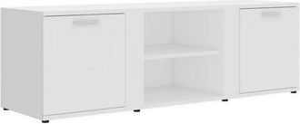 Les Tendances Meuble TV 2 portes 2 niches bois blanc Syllo 120cm