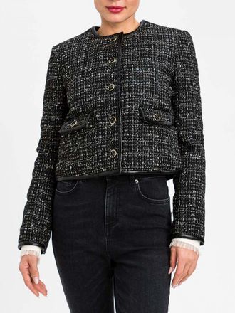 Twinset Kurze Tweed-Jacke mit Rundhalsausschnitt und Pattentaschen