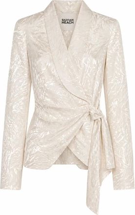 Silvian Heach Femme, Vestes, Blanc, Taille: 36 FR Blazer Jacquard Ceintur&eacute;