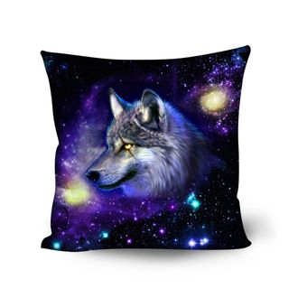 Showudesigns Kissenbezug mit Galaxie-Stern-Wolf-Aufdruck, dekorativ