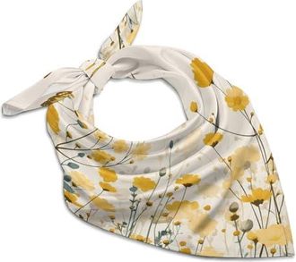 Generic Écharpe carrée en soie légère et respirante avec motif papillon et marguerite pour cheveux - Cadeau pour homme et femme, multicolore, 46x46cm