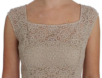 Dolce & Gabbana Floral Lace Sheath Dress - Beige