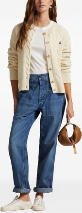 Polo Ralph Lauren Cable Knit Wool-Cashmere Cardigan - Cream