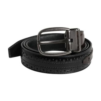 Dolce & Gabbana Homme, Accessoires, Noir, Taille: 85 CM Ceinture en cuir &agrave; boucle m&eacute;tallique classique