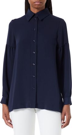 Seidensticker Damen Bluse - Fashion Bluse - Regular Fit - tailliert - Hemd Blusen Kragen - Bügelleicht - Langarm,Blau,42