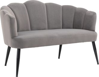 HOMCOM Sofa 2 Sitzer 132 cm Couch mit Armlehne, Muschelartige Rückenlehne, kleines Polstersofa Modernes Doppelsofa mit Samtoptik, Metallbeine für Wohnzimmer,