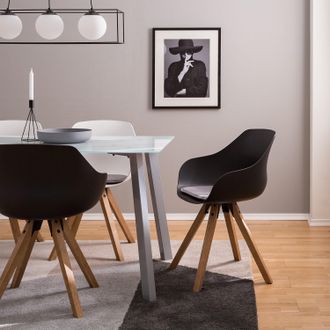 M&oslash;rteens home24 Armlehnenstuhl Skelde I 57 x 81 x 53cm 4er Set Schwarz/Schwarz