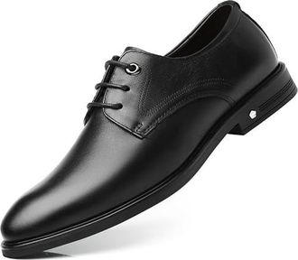 Generic Chaussures Derby Oxford à Lacets et Bout Rond for Homme, Couleur Unie, en Cuir PU, antidérapantes, idéales for Le Bal de Promo(Noir,42 EU)