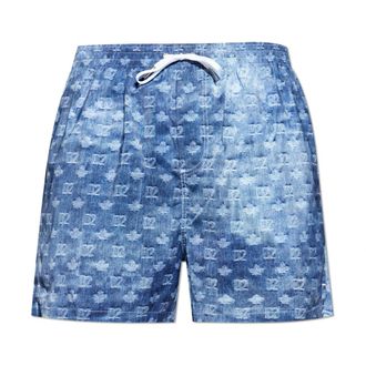 Dsquared2 Homme, Maillots de bain, Bleu, Taille: XS D2 Monogram Midi Swim Boxer