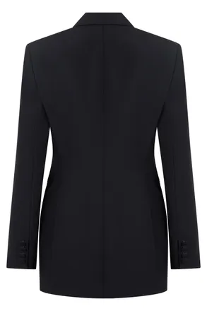Blumarine Womens Wool Blazer Black Rose Embroidery Virgin Blazers Jacket