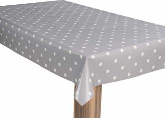 Laro Wachstuch-Tischdecke Wachstischdecke Gartentischdecke Punkte Hellgrau Weiß, Muster:Punkte Hellgrau Weiß, Größe:140x240