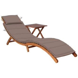 vidaXL Sonnenliege mit Tisch und Auflage Massivholz Akazie vidaXL