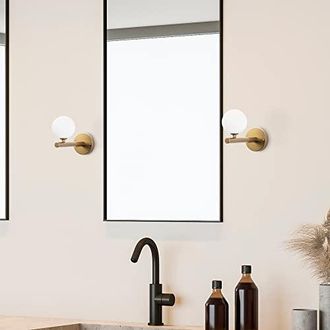 Opviq Elegant Gold Wall Lamp, Metal Body with Glass Cap, 10 x 22 x 17 cm | IP20, G9 Socket (Max 10W) | Modern Glam Design for Home & Hotel Decor