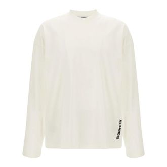 Jil Sander Logo Print Langarm-T-Shirt - - Tops - Herren - Wei&szlig; - M