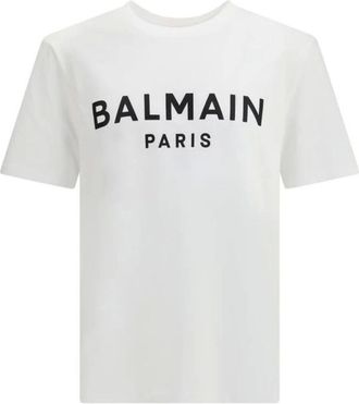 Balmain Homme, Tops, Blanc, Taille: S T-shirt classique en coton &agrave; col rond