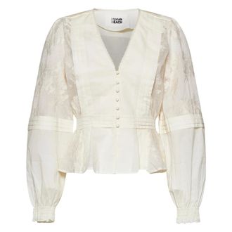 Silvian Heach Femme, Blouses et Chemises, Jaune, Taille: 42 FR Blouse Boutonn&eacute;e &agrave; D&eacute;tails en Dentelle