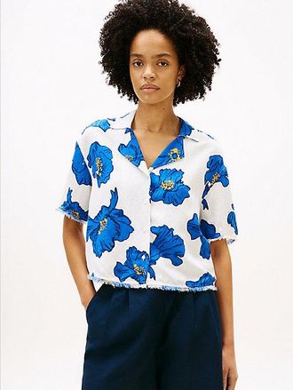 Tommy Hilfiger Chemise en lin m&eacute;lang&eacute; &agrave; bords effiloch&eacute;s