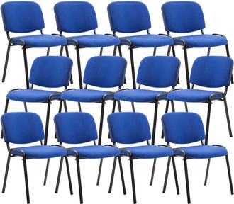Clp 12er Set Besucherstuhl Ken Stoff I Stapelstuhl Mit Robustem Metallgestell I Polsterstuhl Mit Rückenlehne, Farbe:blau