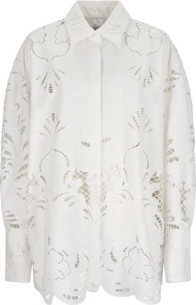 Giuseppe Di Morabito Femme, Blouses et Chemises, Blanc, Taille: 38 FR Broderie Anglaise Oversize Shirt