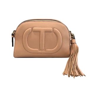 Twinset Kameratasche aus Leder mit gepr&auml;gtem Logo - - Bags - Damen - Braun - ONE SIZE