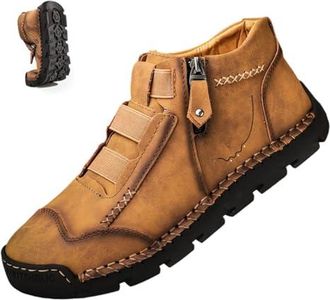 Generic Matufit Chaussures orthopédiques en cuir véritable pour homme - Imperméables - Antidérapantes - Tendance - Chaussures de marche décontractées, marron,