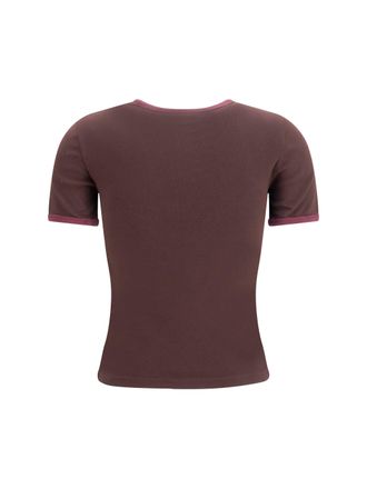Courr&egrave;ges Womens Cotton T-Shirt Burnt Red-Deep Grenat T-Shirts Red/deep And Polos