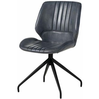 Massivmoebel24 Stuhl Echtleder 51x61x84 blau iron label 511