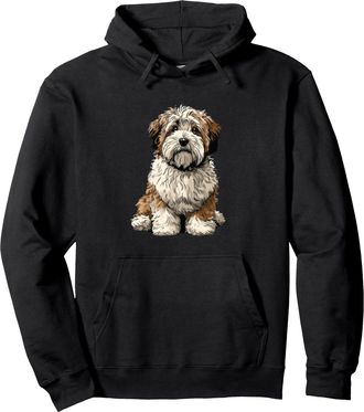 Whyitsme Design Rote und wei&szlig;e Havaneser-Hunde-Illustration Pullover Hoodie
