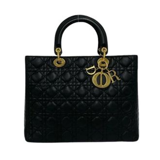 Dior Sac &agrave; main Lady Dior en cuir dagneau Pre-owned - Femme - Pre-owned - Noir - Taille: ONE Size
