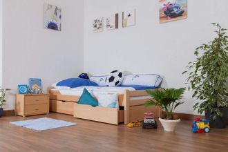 Steiner Shopping Möbel Kinderbett/Jugendbett Easy Premium Line K1/1n inkl 2 Schubladen und 2 Abdeckblenden, 90 x 200 cm Buche Vollholz massiv Natur