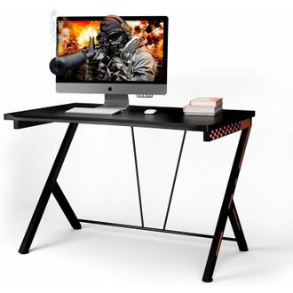 Costway Costway - Bureau Gaming 116 x 75 cm, Bureau Gamer avec Cadre en M&eacute;tal en Forme de r, Bureau de Jeu dOrdinateur Informatique Ergonomique, pour