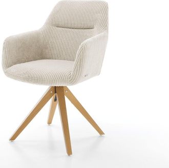 DELIFE Esszimmerstuhl Pejo-Flex Cord Beige Holzgestell kantig Natur Taschenfederkern, Esszimmerst&uuml;hle