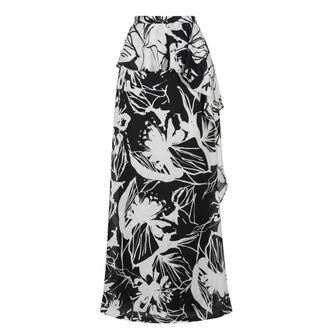 Trussardi Jupe longue fleurie avec basque asym&eacute;trique - Femme - Jupes - Noir - Taille: 38 FR