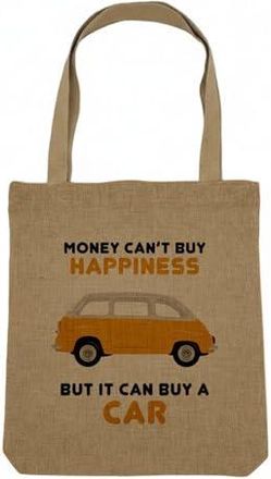 Fabulous Sac Shopping Tote Bag Aspect Lin - Vintage Car - Money Cant Buy Happiness Sac de Courses Toile Epaisse 360g Beige Naturel Cabas Port&eacute; Epaule Solide Im