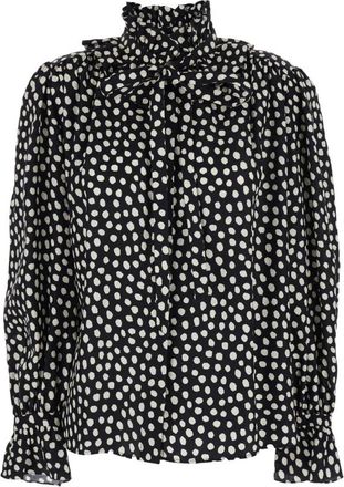 Chlo&eacute; Femme, Blouses et Chemises, Noir, Taille: 38 FR Blouse &agrave; Volants et en Jacquard de Soie