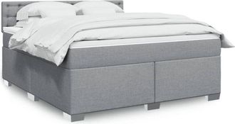 vidaXL Boxspringbett mit Matratze Hellgrau 180x200 cm Stoff Vidaxl