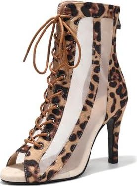 Generic Chaussures de danse latine pour femme - Rouge - Avec maille - Bout ouvert - Pour salle de bal - Salsa Tango Performence - Pointure 42 - Confortables -