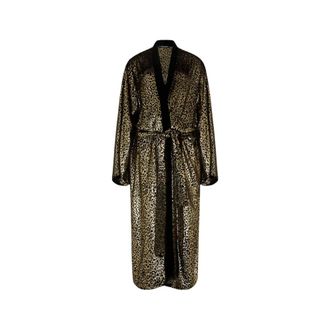 Roberto Cavalli Fil Coup&eacute; Mantel mit Leopardenmuster - - Coats - Damen - Schwarzk - S