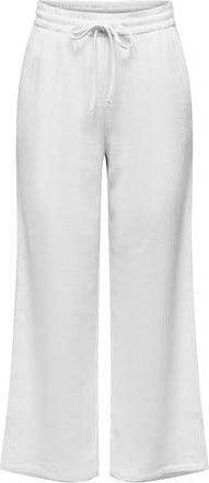 Jacqueline de Yong JdY Jdytheis Life Wide Pant WVN Noos Pantalon avec Jambes Larges, Taille Haute et Poches latérales, Cloud Dancer, M / 32L Femmes