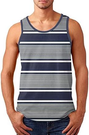 Generic D&eacute;bardeur ray&eacute; pour homme - Haut d&eacute;t&eacute; d&eacute;contract&eacute; &agrave; rayures - Haut de plage &eacute;l&eacute;gant - Sans manches - D&eacute;bardeur ample pour homme, noir fonc&eacute;, 3XL